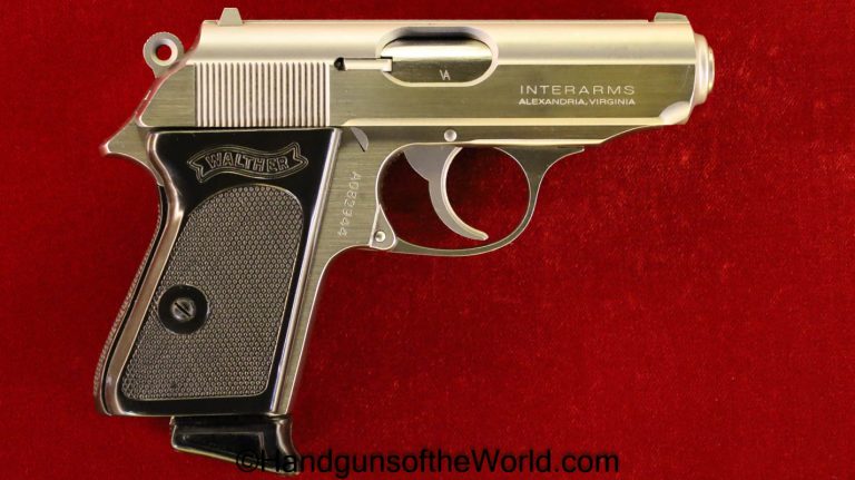 Walther PPK, .380 caliber, Full Stainless-Built in 1995 with Case - Handguns of the World