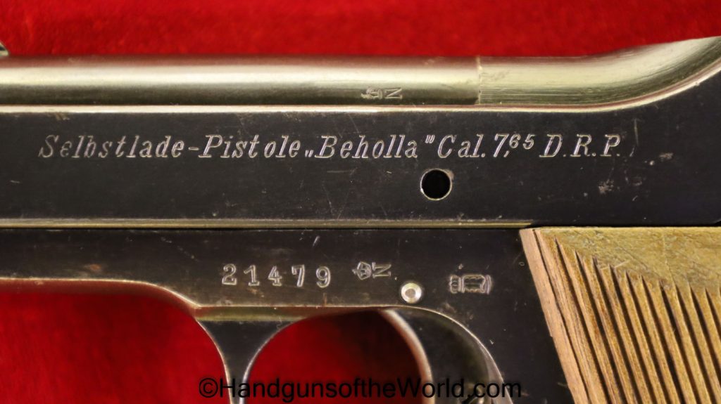 Becker & Hollander Beholla, 7.65mm, German WWI Imperial Proofed ...