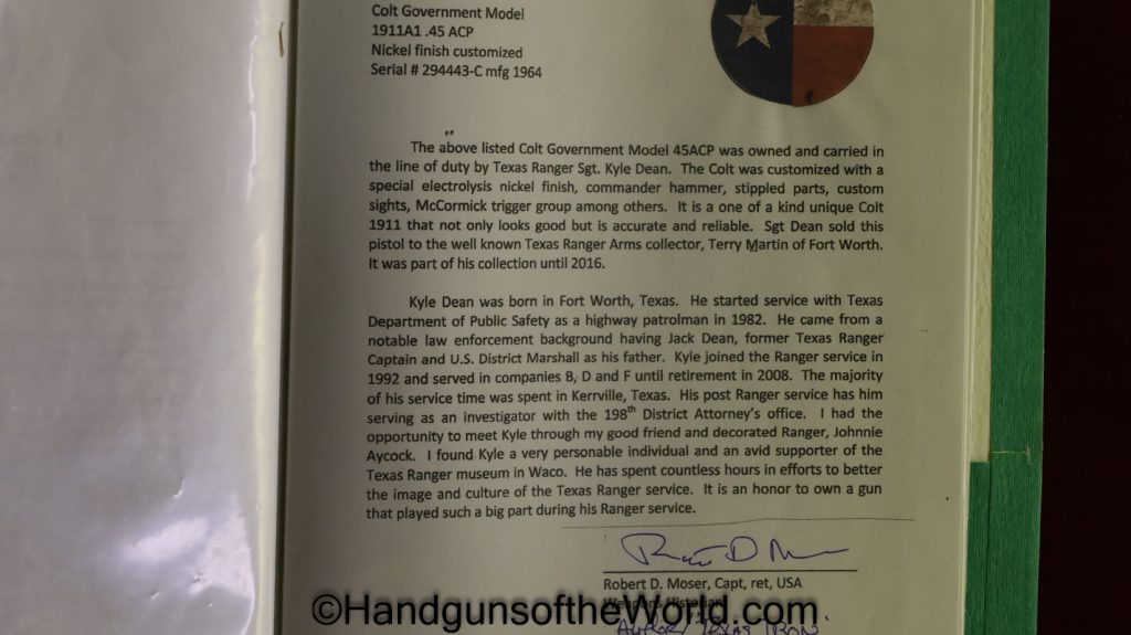 Colt Government Model, .45 acp, Texas Ranger Provenance - Handguns of ...
