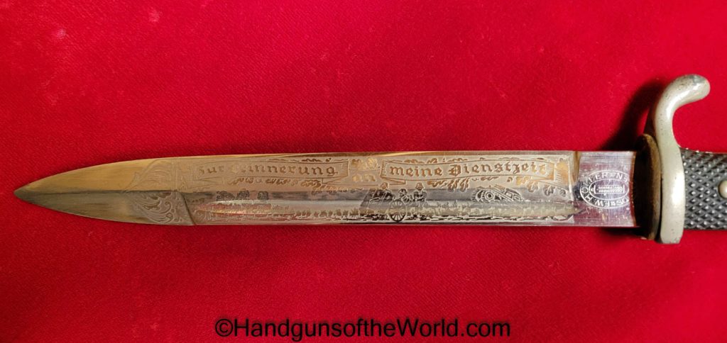 German Dress Bayonet-Etched Blade, Artillery Motif - Handguns of the World