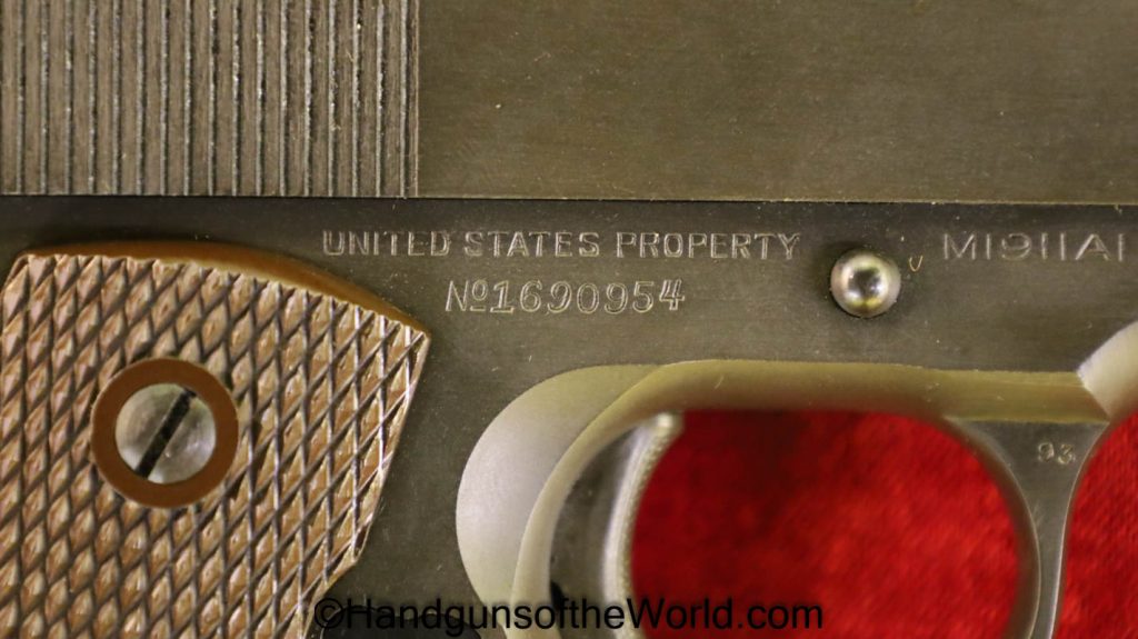 Colt 1911A1, .45acp, US Army Issue-Early 1944-Nice - Handguns of the World