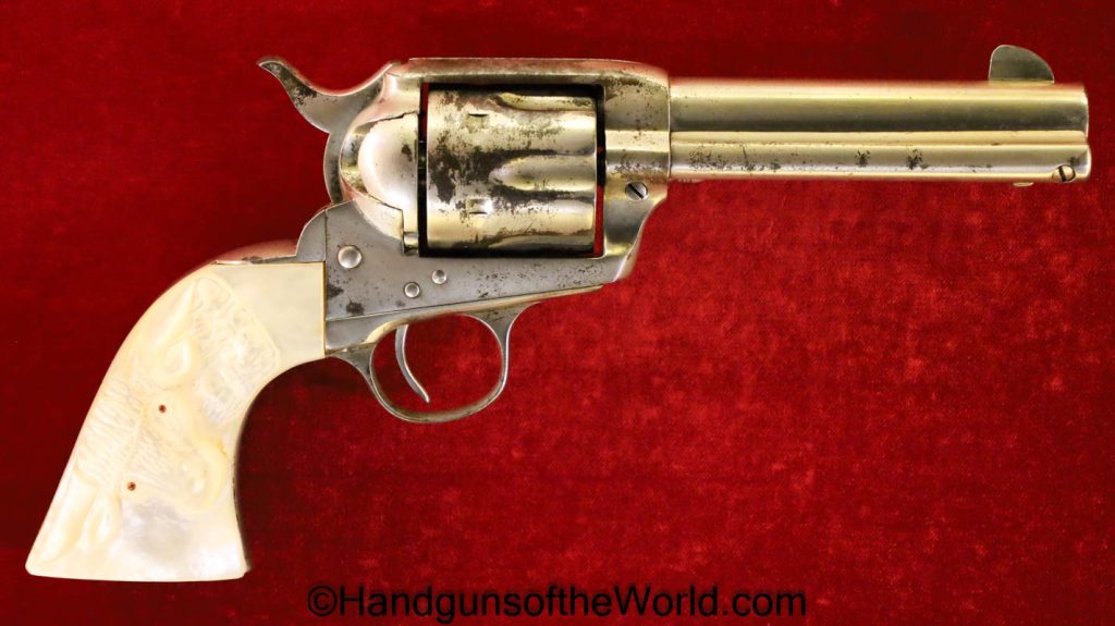 Colt SAA, .45 Colt Built in 1912-Carved Steer Head Pearl Grips - Handguns of the World