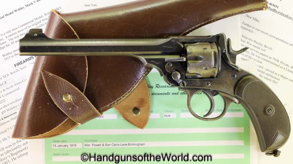 Webley Mark V Service Revolver, .45acp with Rare 7 1/2" Barrel ...